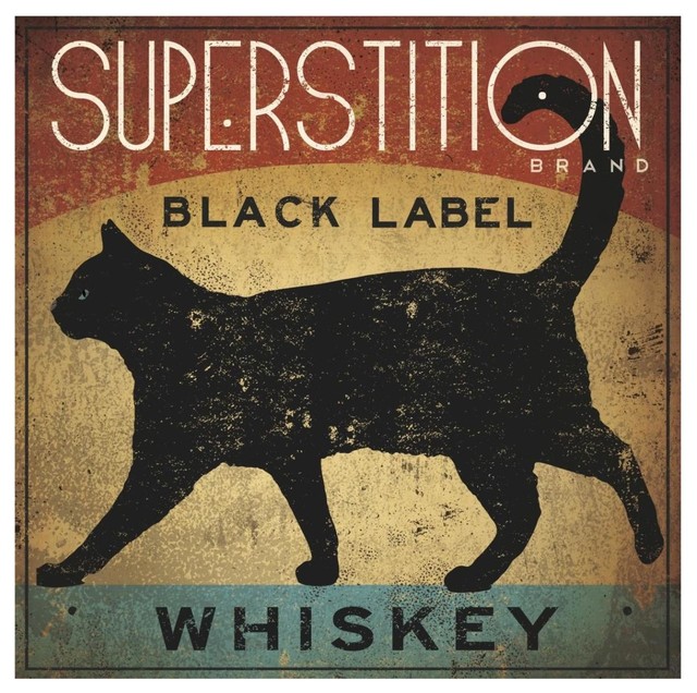 "Superstition Black Label Whiskey Cat" Paper Print by Ryan Fowler, 20 ...