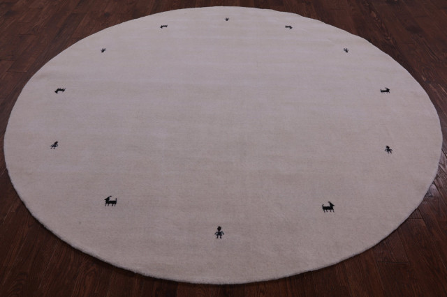 8' Round Persian Gabbeh Handmade Wool Rug - Q15231, 8' 0" X 8' 0 ...