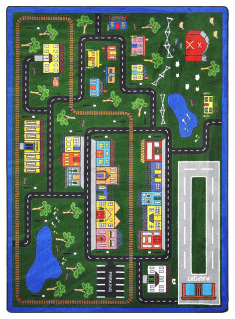 Kid Essentials Active Play&Juvenile Tiny Town Rug,Rectangle ...