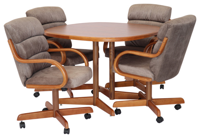 5-Piece 42x42 Caster Dining Set Laminate Table Top & Tawny Caster ...