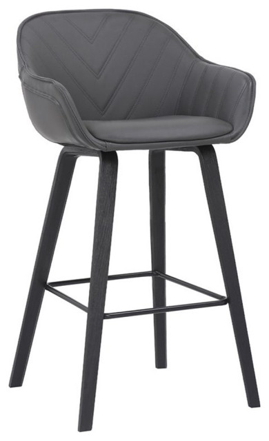 Crimson Faux Leather Bar and Counter Height Stool in Gray - Midcentury ...