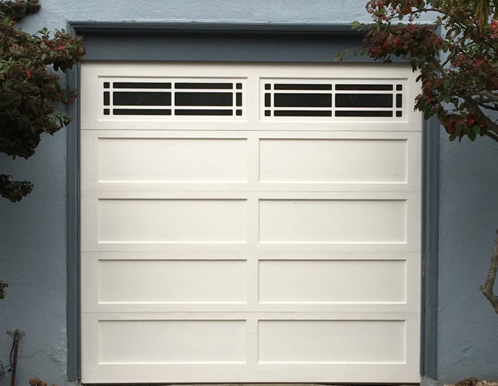 Wood panel garage door with Prairie window design - Traditional - San ...