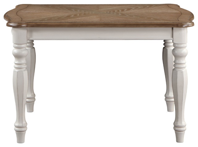 ACME Florian Dining Table, Antique White & Oak - Traditional - Dining ...