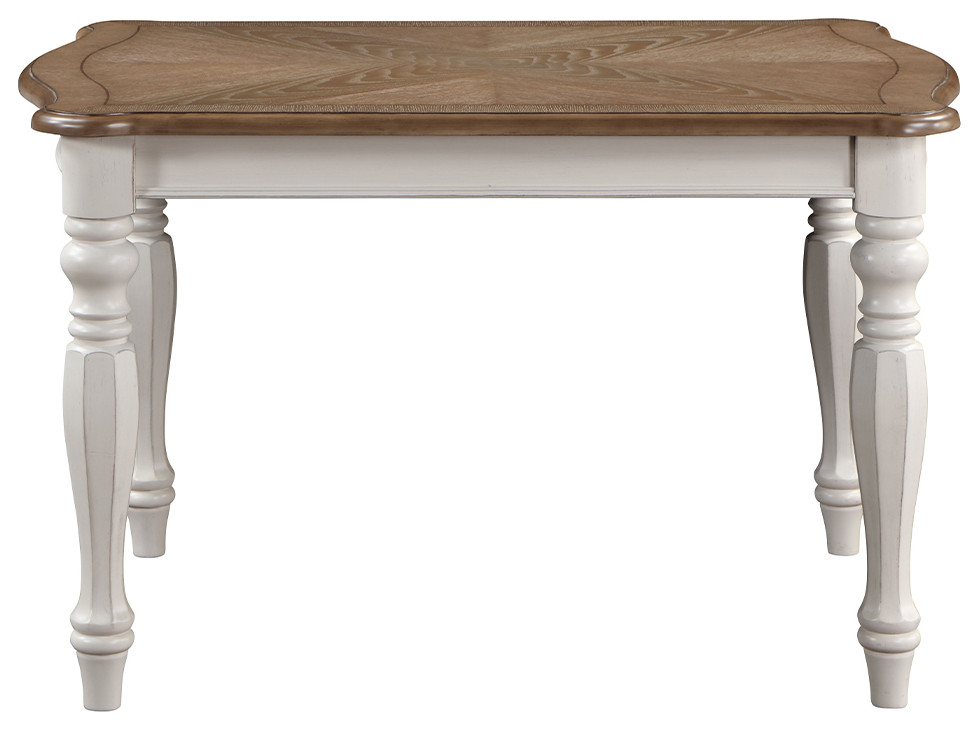 ACME Florian Dining Table, Antique White & Oak - Traditional - Dining ...