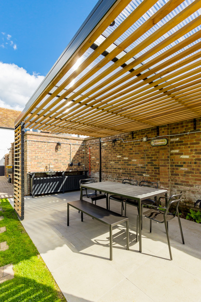 Tailor made Steel Pergola with Polycarbonate Roof & Entry Gate - Modern ...