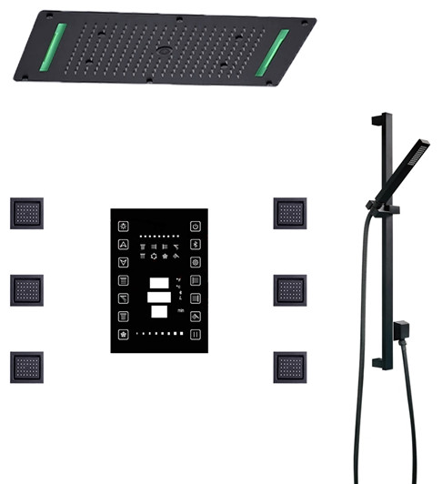 LED 6-WayThermostatic Shower System With Jetted Body Sprays, and Hand ...