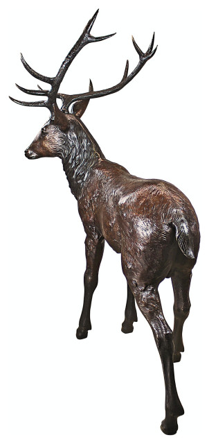 Standing Buck Deer Bronze Statue - Rustic - Garden Statues And Yard Art ...