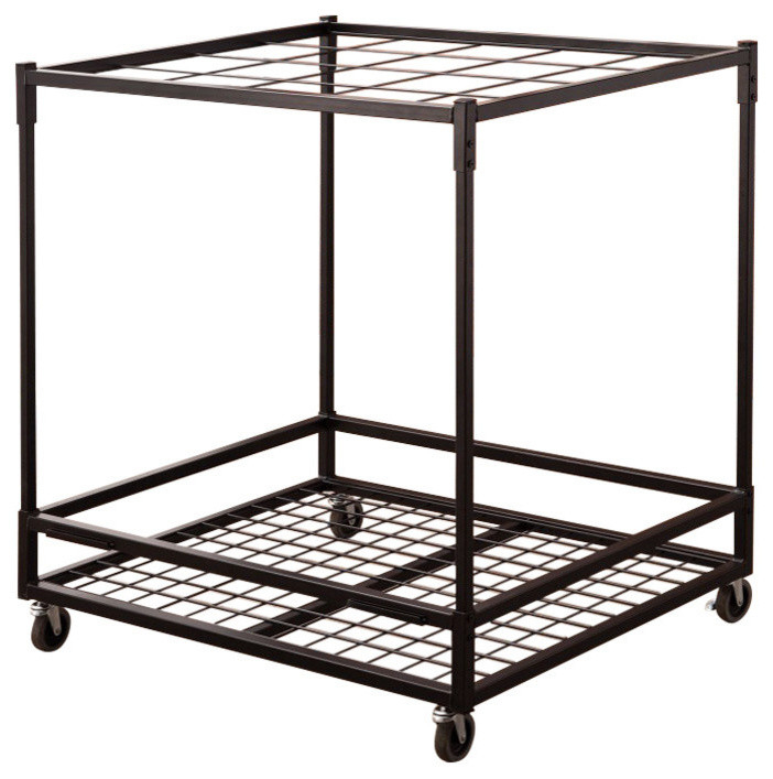 Well-designed Metal Rug Rack With Casters, Black - Industrial - Blanket ...