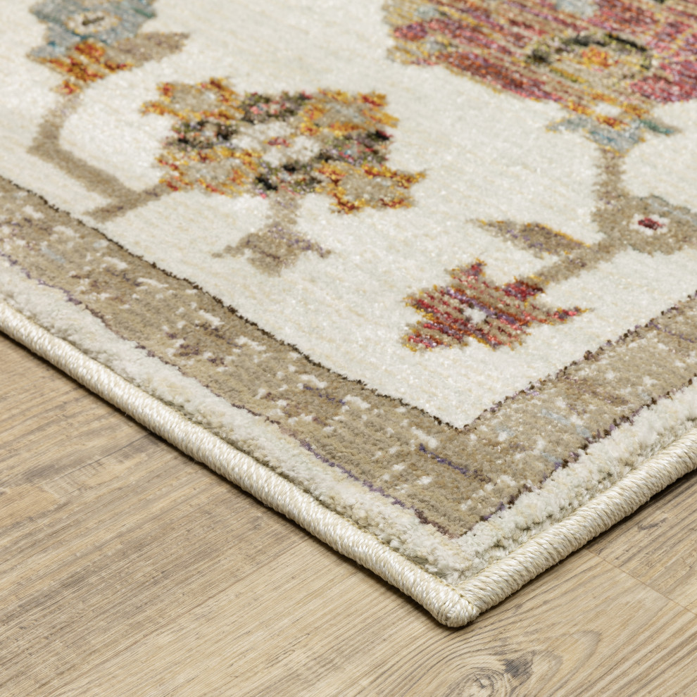 Adeline Persian Inspired Ivory/ Multi Area Rug, 5'3" x 7'3 ...
