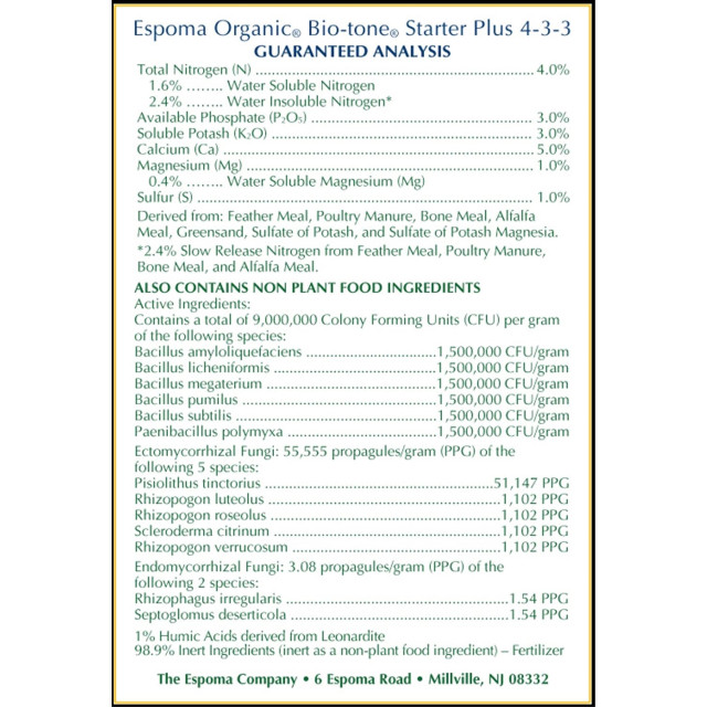 Espoma Organic Bio-tone Starter Plus Starter Plant Food with ...