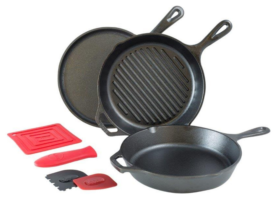 Lodge Cast Iron 6 Piece Cookware Set with Grill Pan - Contemporary ...