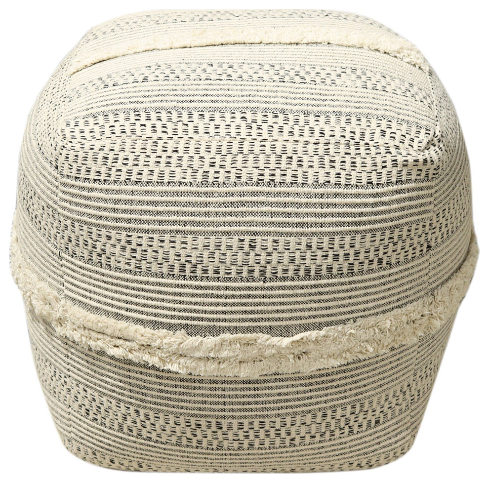 Off-white Hand-woven Joliet Pouf, 18" Cube, 18" Cube - Transitional - Floor Pillows And Poufs ...
