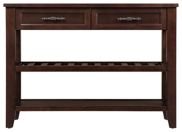 Farmhouse Console Table, Large Lower Shelf & Middle Slatted Shelf ...