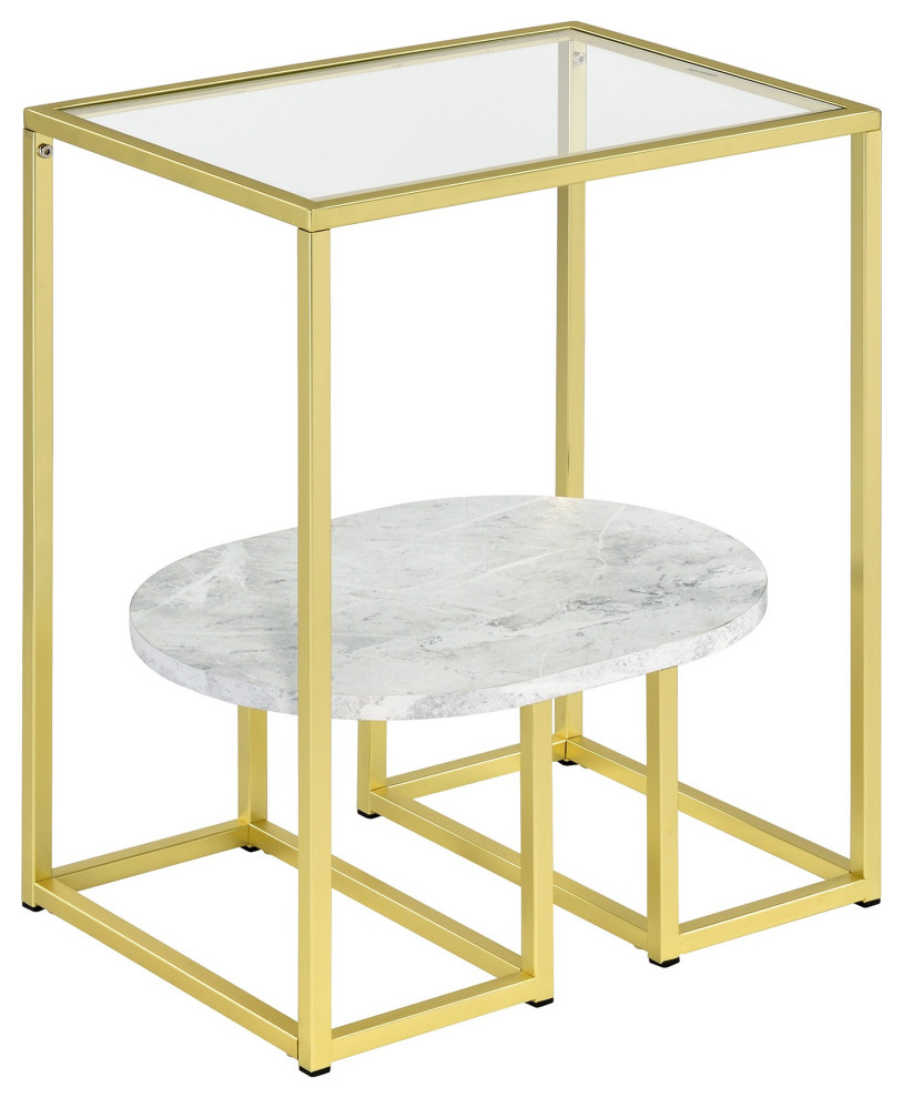 Nola Glass & Metal End Table in Gold - Contemporary - Side Tables And ...