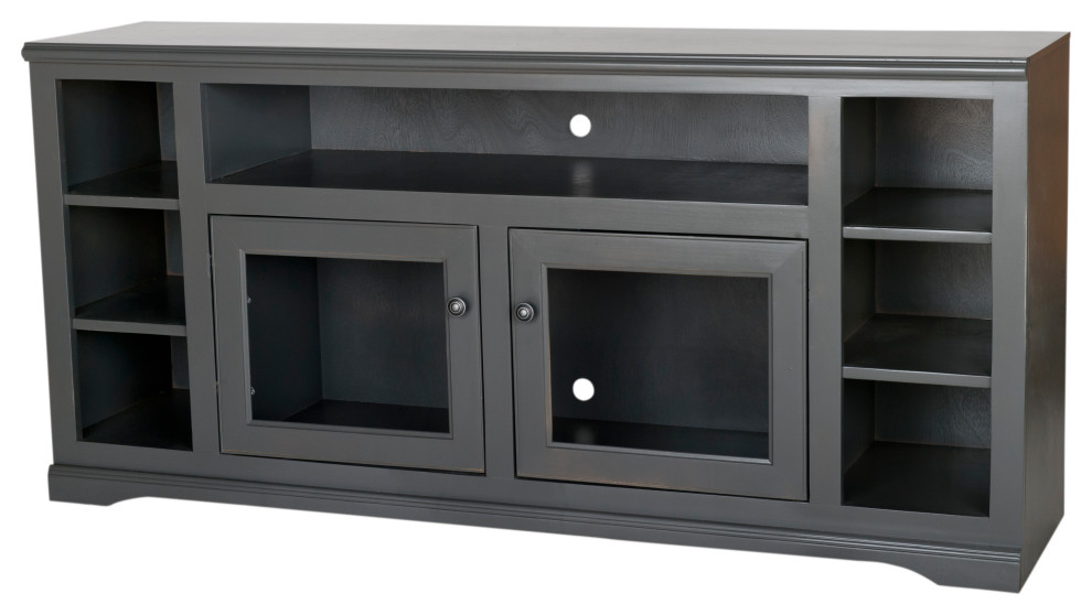 66" Wide Entertainment Console With Shelves - Farmhouse - Entertainment ...