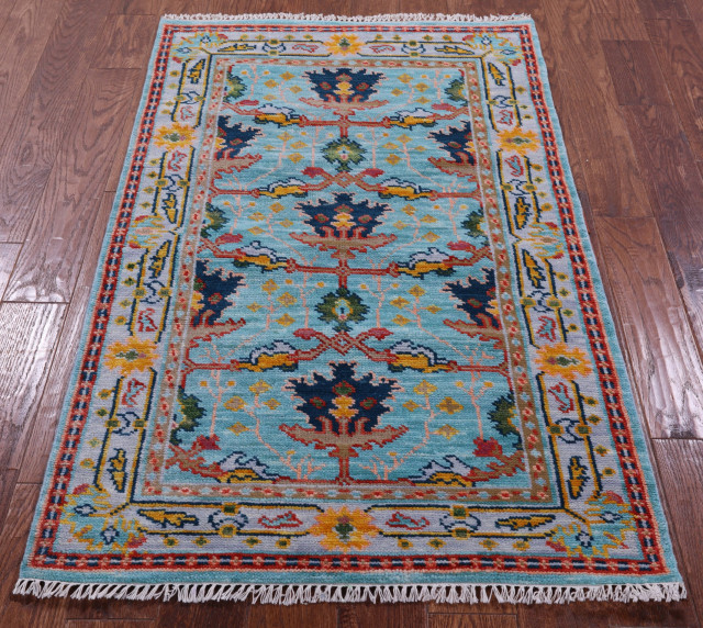 3' 2" X 5' 0" Hand-Knotted William Morris Wool Rug - Q20283, 3' 2" X 5 ...