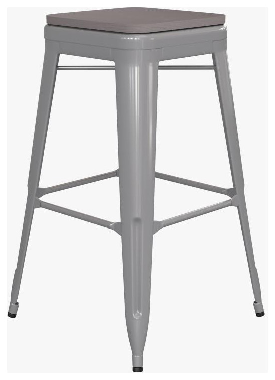4-Pack 30" Silver Stool, Gray Seat - Modern - Bar Stools And Counter ...