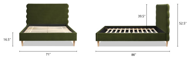 Stockholm Modern Wavy Headboard Platform Bed, Queen - Midcentury ...