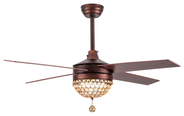 4-Blade Crystal Ceiling Fan With Remote Control and Light Kit Included ...
