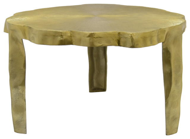 Plutus Brands Metal Table Round, Gold Metal - Contemporary - Side ...