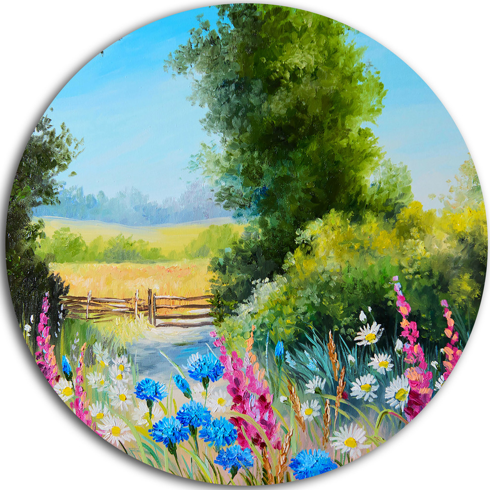 World Of Flowers, Floral Disc Metal Wall Art, Disc of 23 inch ...