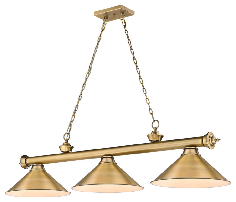 Cordon 3-Light Linear Pendant Light In Rubbed Brass - Transitional ...