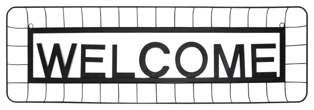 HomeRoots Modern Black "Welcome" Wall Decor - Contemporary - Metal Wall ...