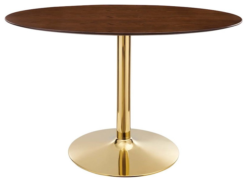 Modway Furniture Verne 48" Oval Dining Table in Gold/Walnut -EEI-4751 ...