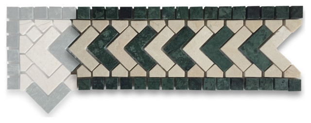 Marble Mosaic Border Bathroom Listello Tile Arrow Green 4x10 Polished ...