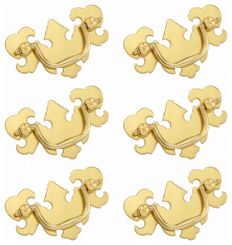 6 Chippendale Cabinet Pulls Polished Bright Solid Brass | - Traditional ...
