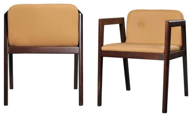 Rosie Modern Camel Eco-Leather Dining Chair, Set of 2 - Midcentury ...
