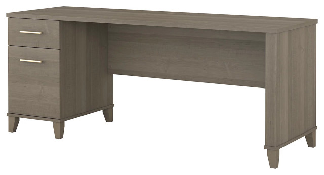 Transitional Desk, Large Design With Wire Management & 2 Drawers ...