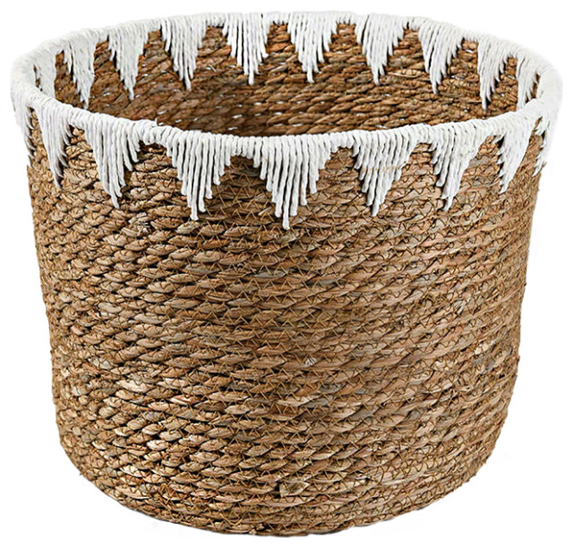 Serene Spaces Living Handmade Cattail Leaf Basket, Medium - Tropical ...