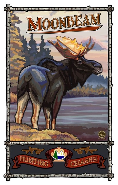 by Artist Paul A. Lanquist Moonbeam Ontario Canada Moose Art Print, 30 ...