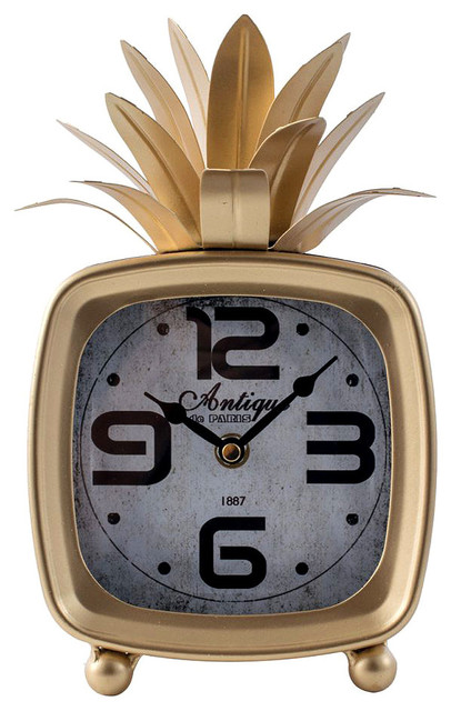 Pineapple Gold Clock 6x2.5x10" - Tropical - Desk And Mantel Clocks - by ...