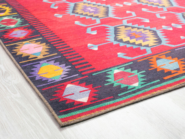 Kaleen Boho Patio Collection Bright Cranberry Area Rug 5'x7'6 ...