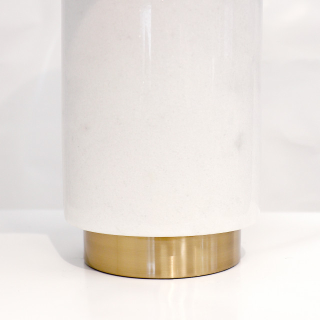 Modern Marble Pillar Leon Table Lamp with Light E27 Bulb, White & Gold ...