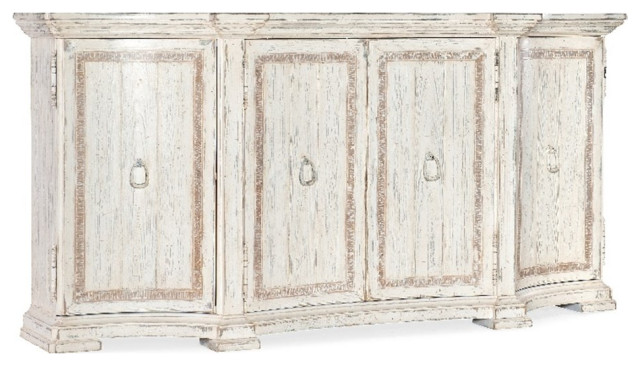 Traditions Four Door Buffet in Distressed Beige Wood Finish - French ...