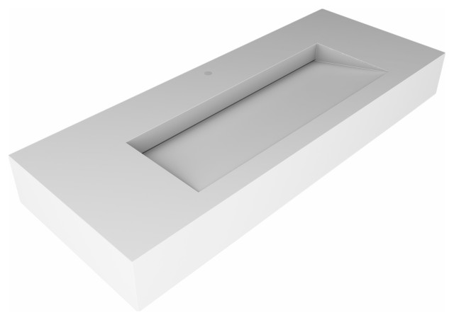 CastelloUSA Pyramid Solid Surface Wall Mounted Ramp Basin Sink, 48 ...