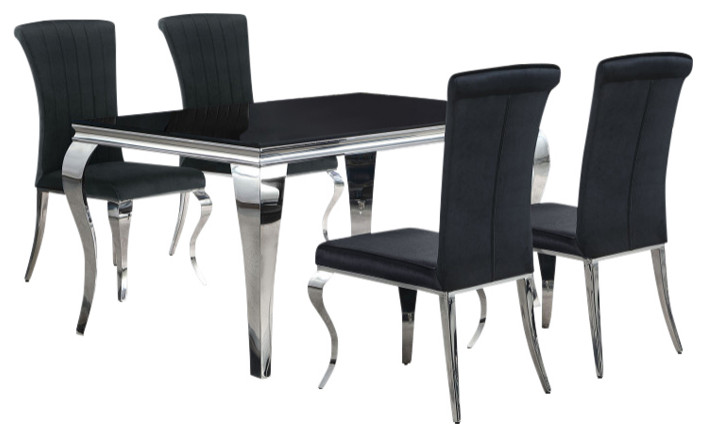 Carone 5-piece 61" Rectangular Dining Set Black and Chrome Dining Table Black - Traditional ...