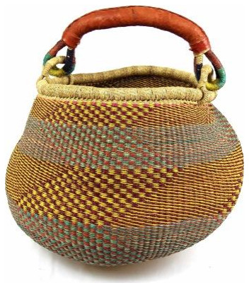 Bolga Pot Market Basket, Mixed Colors - Contemporary - Baskets - by ...
