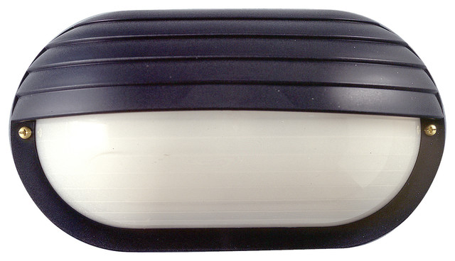 Decorative Outdoor Eurostyle Oblong Hooded Fixture Black Frosted Lens ...
