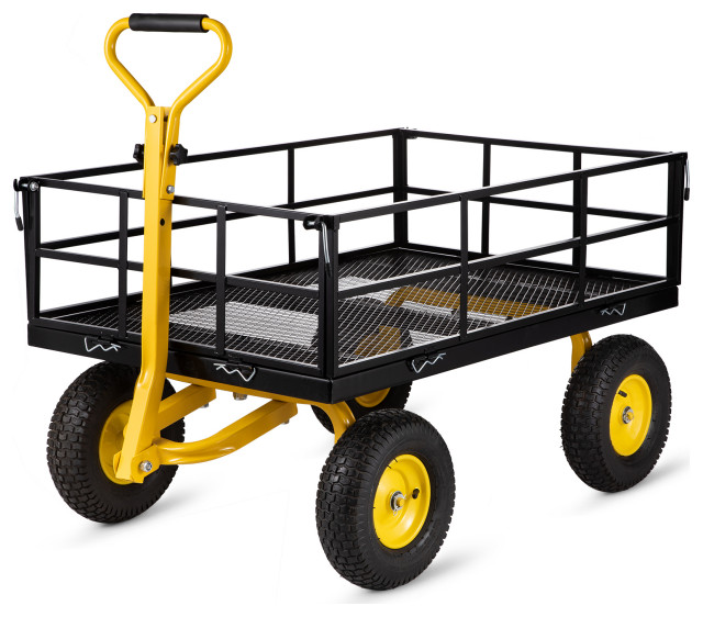 Vevor Steel Garden Cart, Metal Wagon With Removable Mesh Sides, 1200 ...