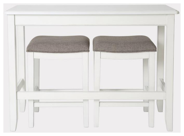 New Ridge Home Goods Traditional Wood Sofa Table with Two Stools in ...