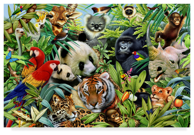 "Tropical Animals" by Howard Robinson, Canvas Art, 12"x19" - Tropical ...