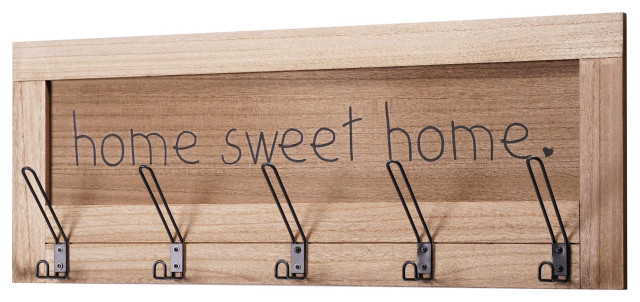 Addie Joy Wood Home Sweet Home Coat and Key Holder Plaque with Hooks ...