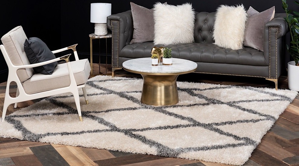 Shag Lavish Shag Khaki Area Rug, 8' Square - Scandinavian - Area Rugs ...