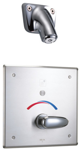 Delta Electronic Shower Trim With Push Button Activator, Battery - Tub ...