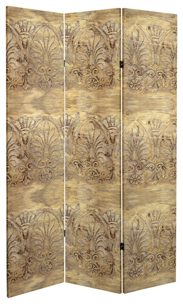 6' Tall Baroque Flourish Canvas Room Divider - French Country - Screens ...