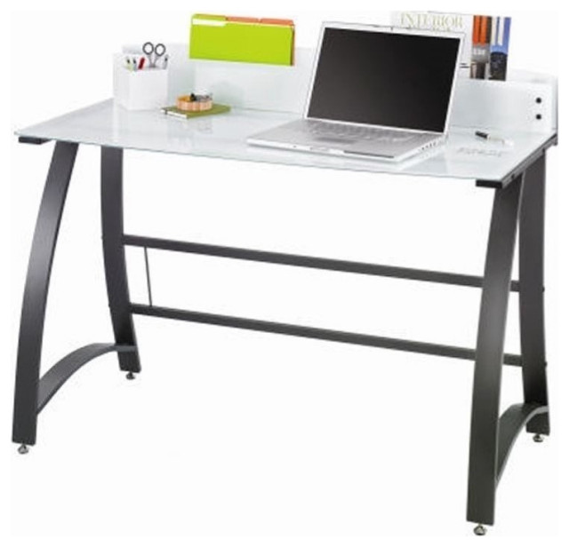 Pemberly Row Modern Glass Computer Workstation - Transitional - Desks ...